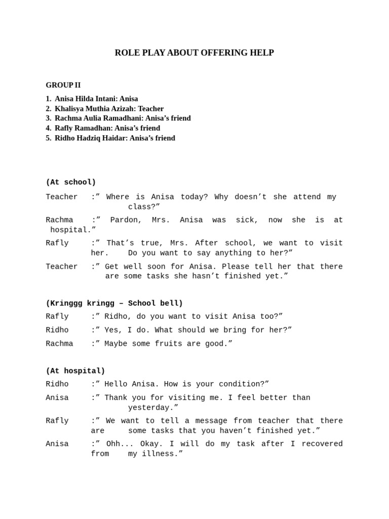 Dialog Role Play Bhs Inggris | PDF