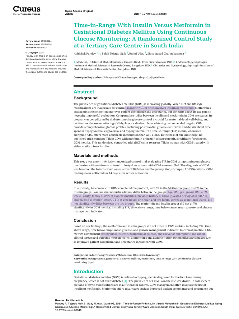 GDM Metformin and Insulin - 240628 - 114755 | PDF