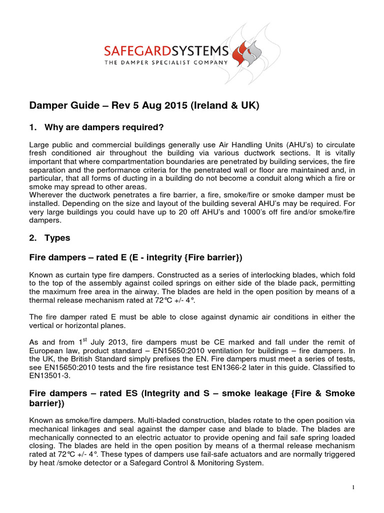 Damper Guide Rev 5 | PDF | Duct (Flow) | Building Engineering