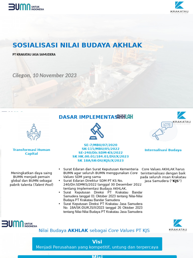 Sosialisasi Budaya AKHLAK KJS | PDF