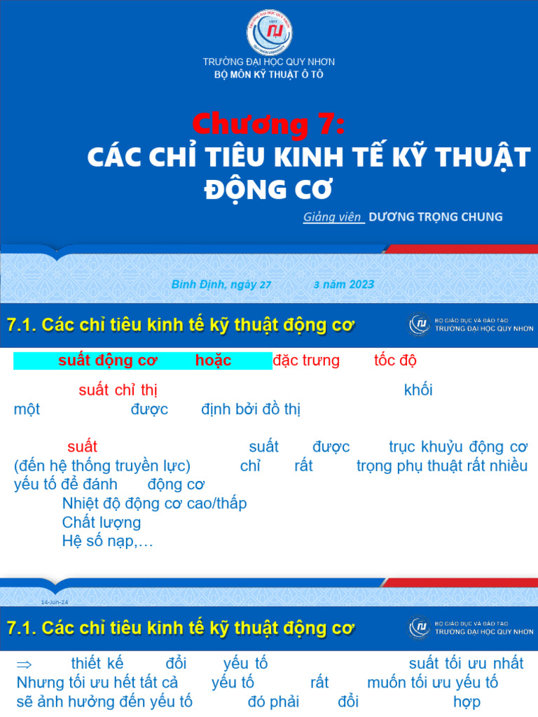 7. CVII. Các chỉ tiêu Kinh tế KT động cơ | PDF