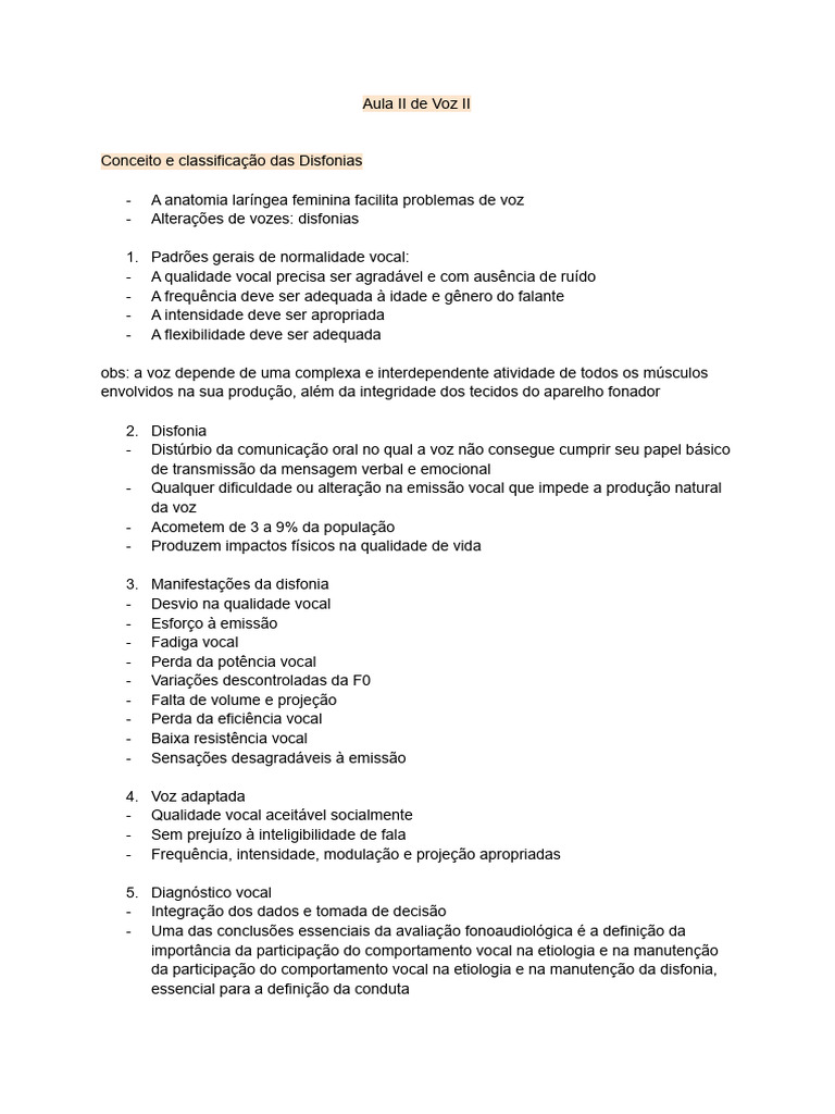 Aula II de Voz II | PDF