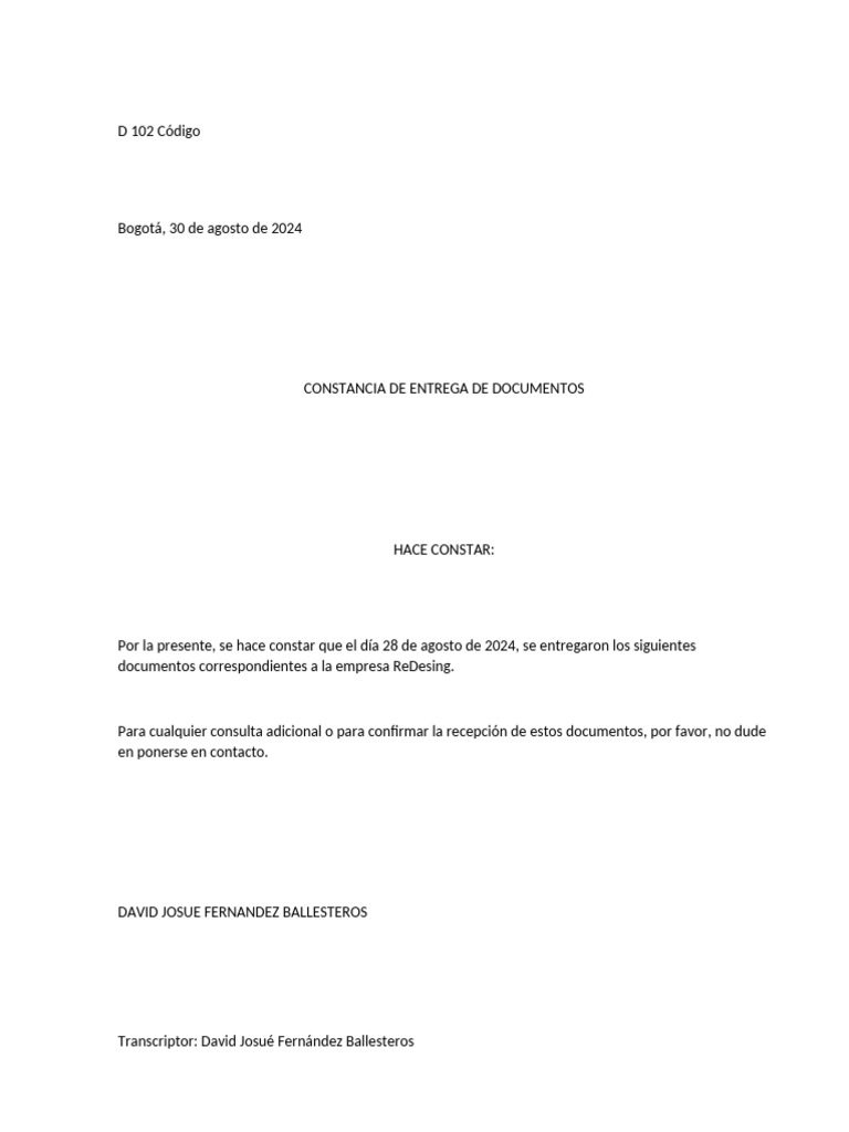 Memorando Constancia Estilo Bloque Extremo | PDF