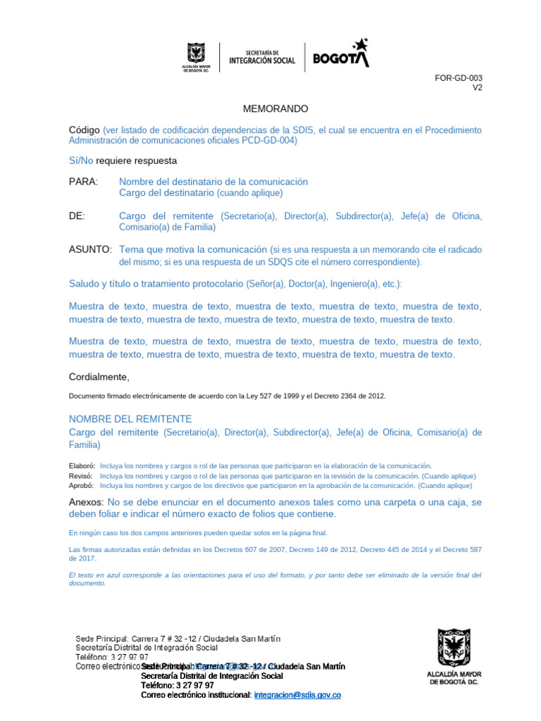 For GD 003 v2 Formato Memorando Comunicacion Interna | PDF