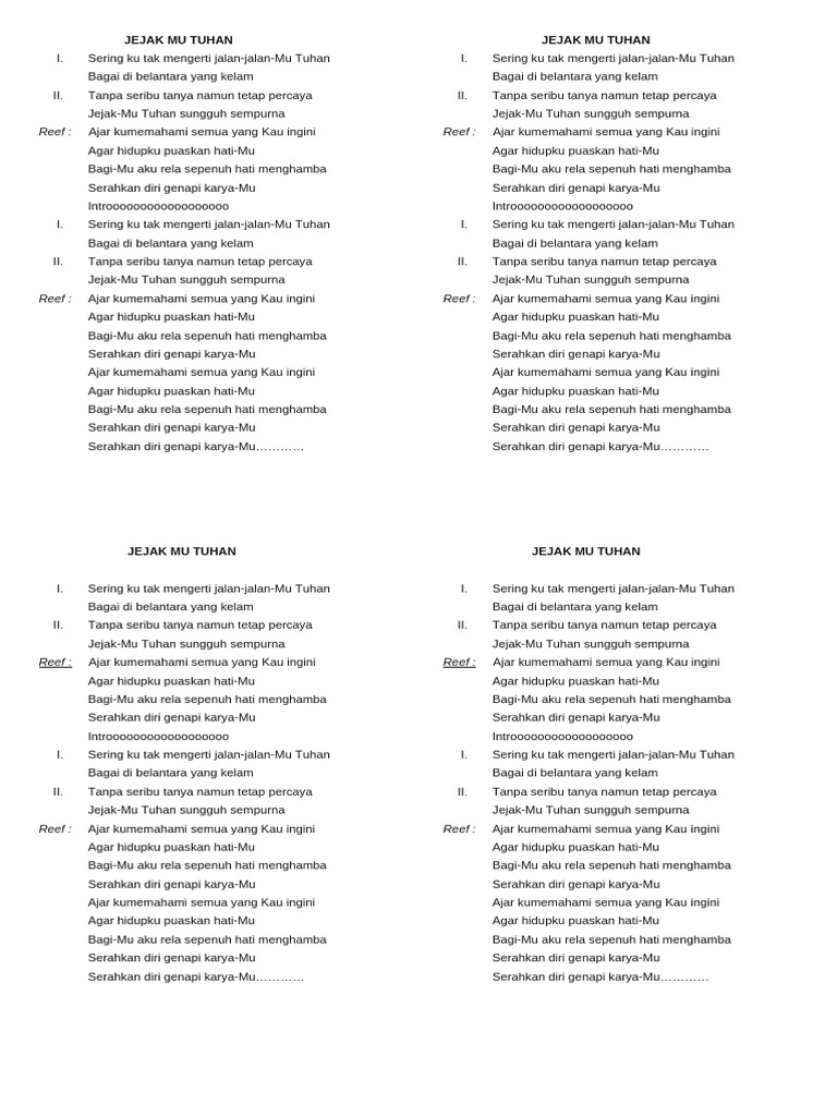 Jejak Mu Tuhan Lagu | PDF