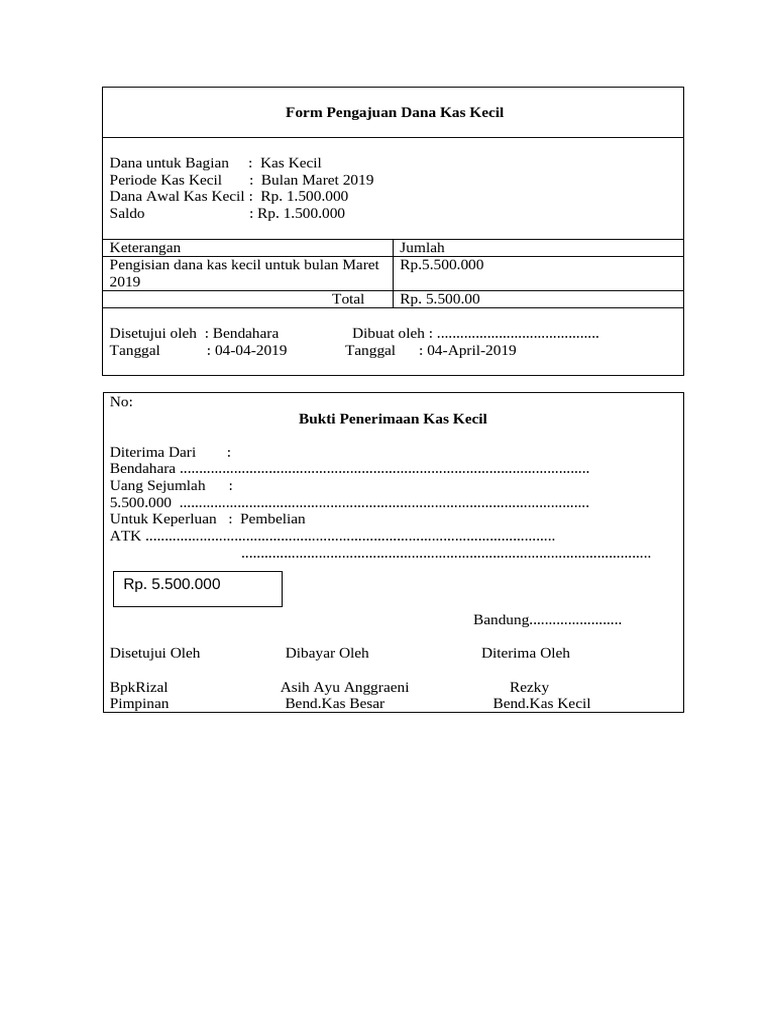 Form Pengajuan Dana Kas KeciAsih | PDF