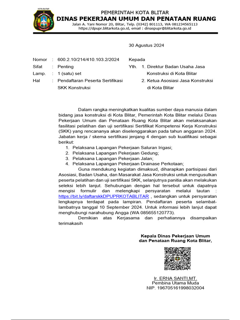 20240830140119surat Pendaftaran SKK Gel 1 2024 | PDF