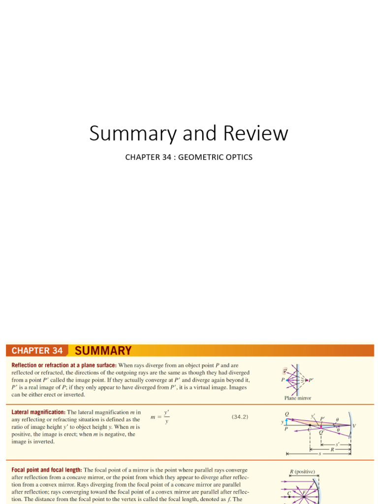 Geometric Optics Concepts Review | PDF