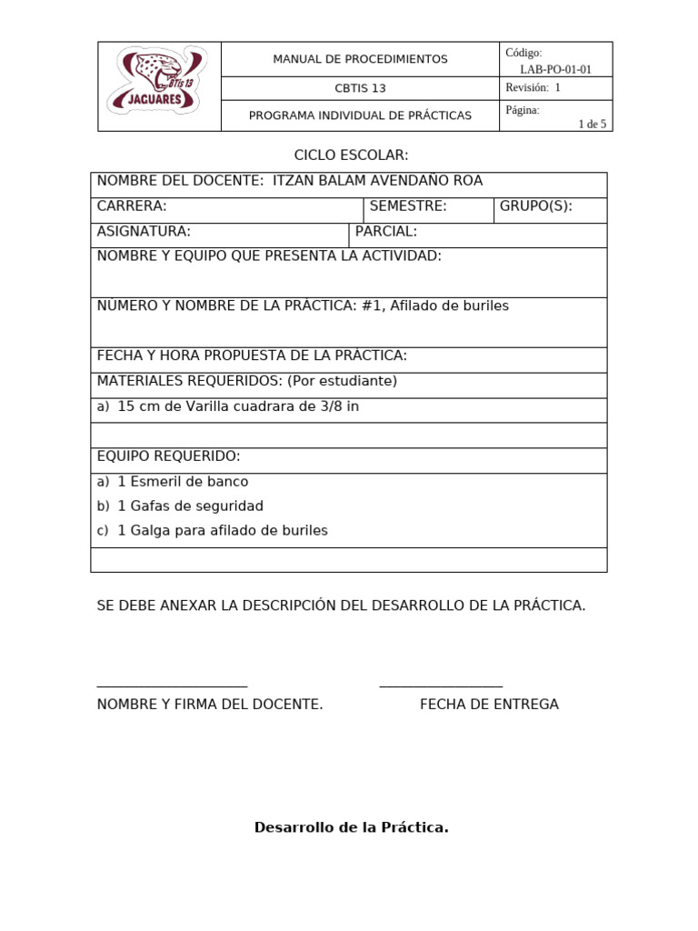 Formato De Practicas 3a Pdf