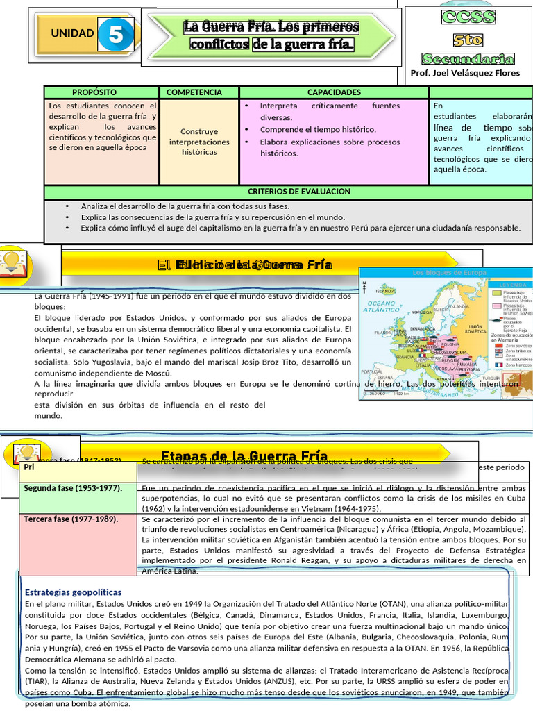 Ficha de Actividad CCSS 5°-La Guerra Fria | PDF