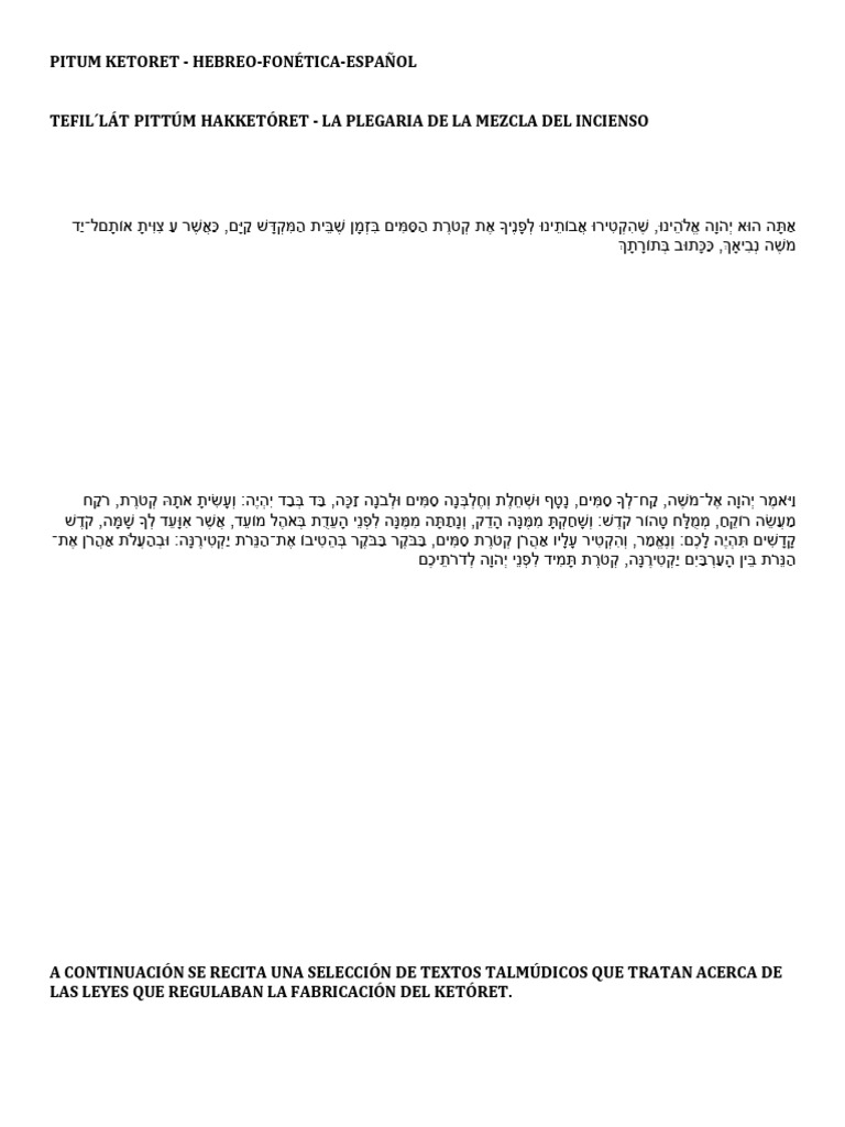 PITUM KETORET Oración Del Inciencio | PDF