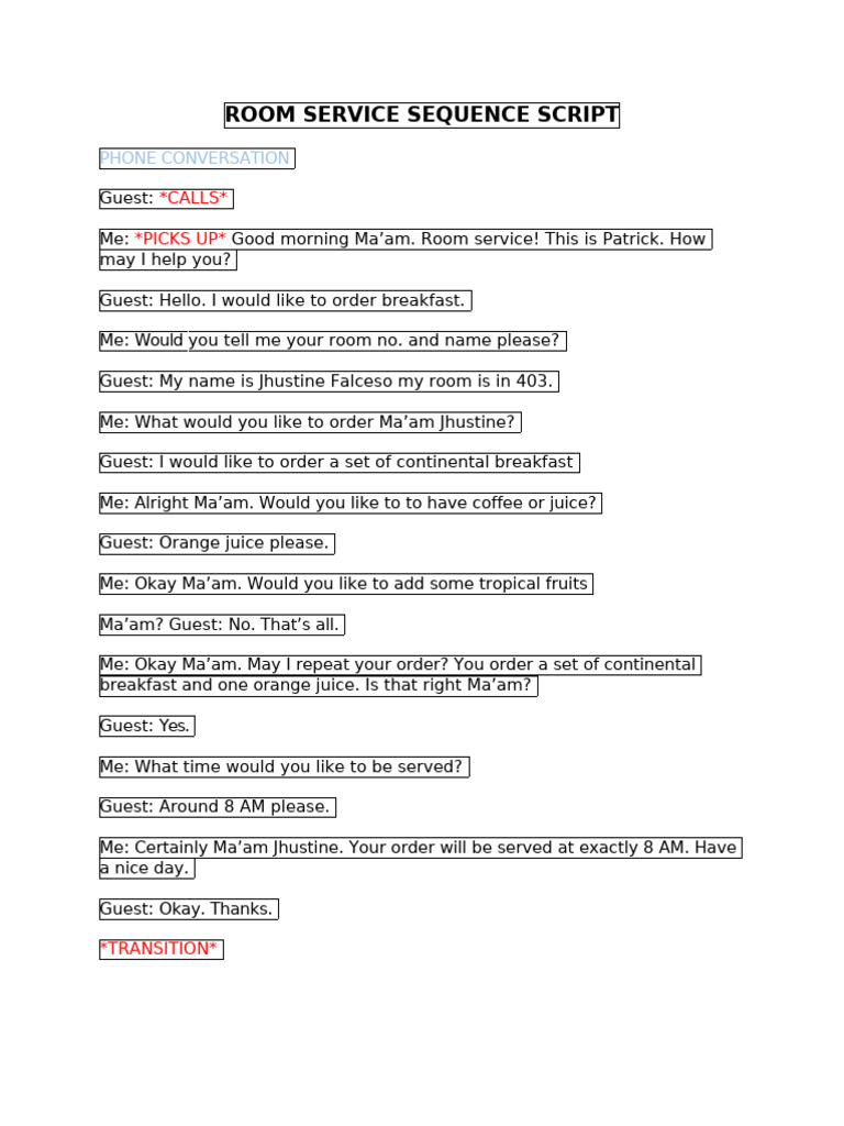 ROOM-SERVICE-SEQUENCE-SCRIPT | PDF