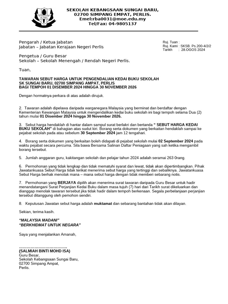 Tender Sebutharga Kedai Buku 2024 | PDF