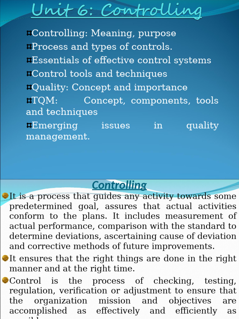 Unit 6 Controlling | PDF