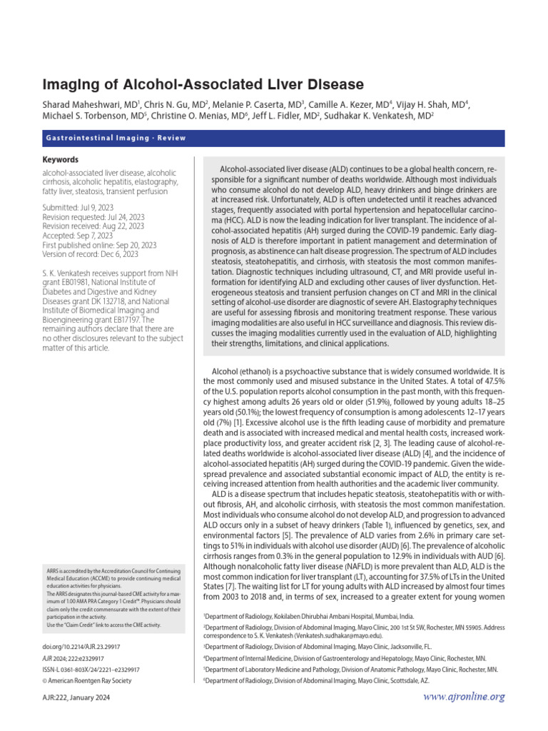 Alcohol Liver Disease Imaging | PDF