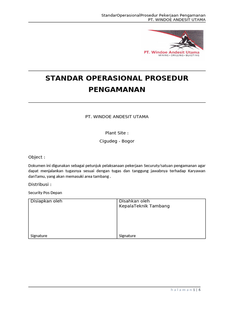 Sop Pengamanan Pos Depan | PDF