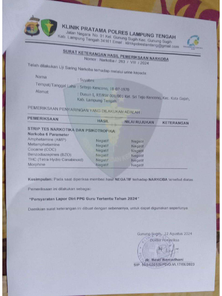 Scan Bebas NAPZA | PDF