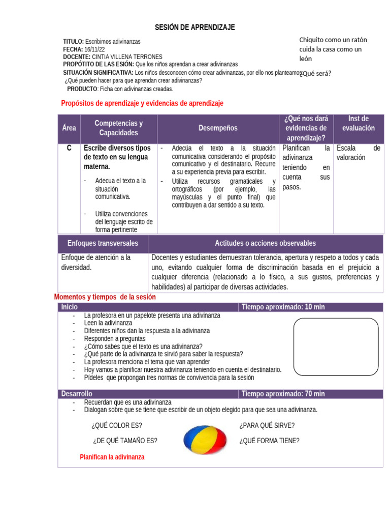 Escribimos Adivinanzas | PDF