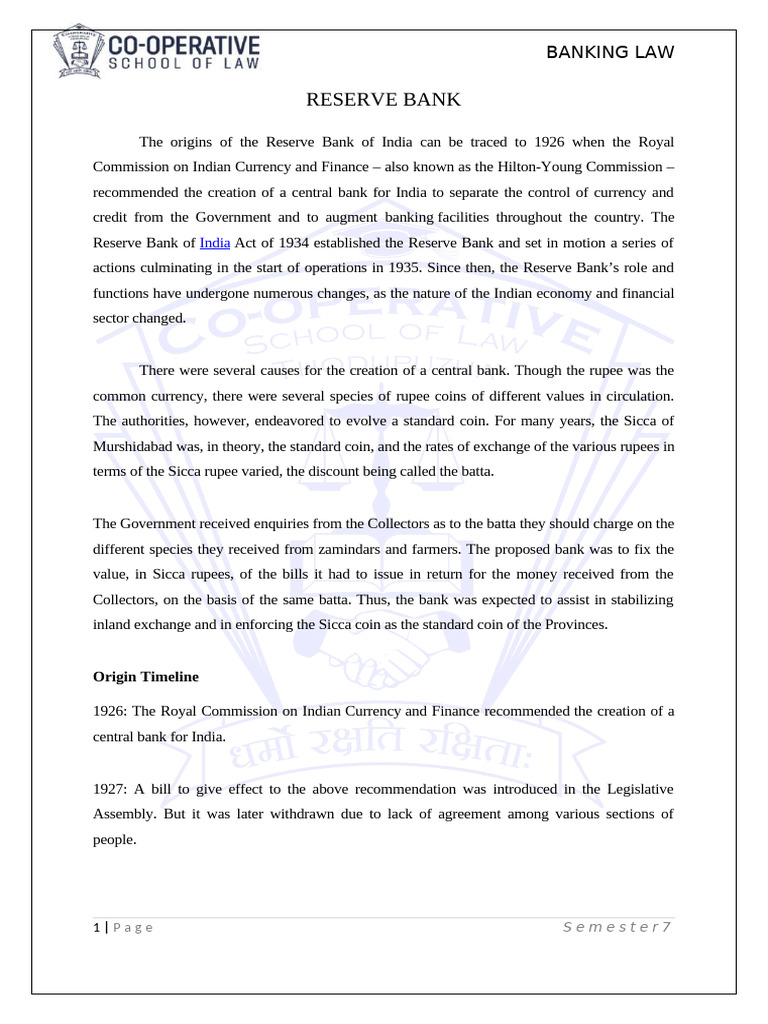 Reserve Bank | PDF
