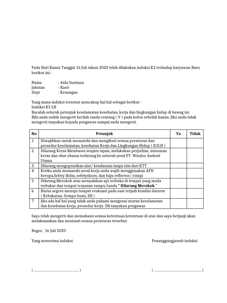 Formulir Indusi | PDF