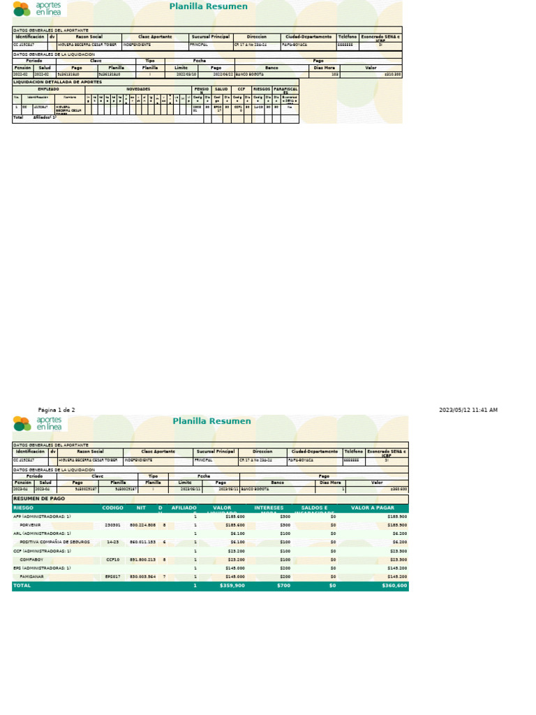Planilla Abril | PDF