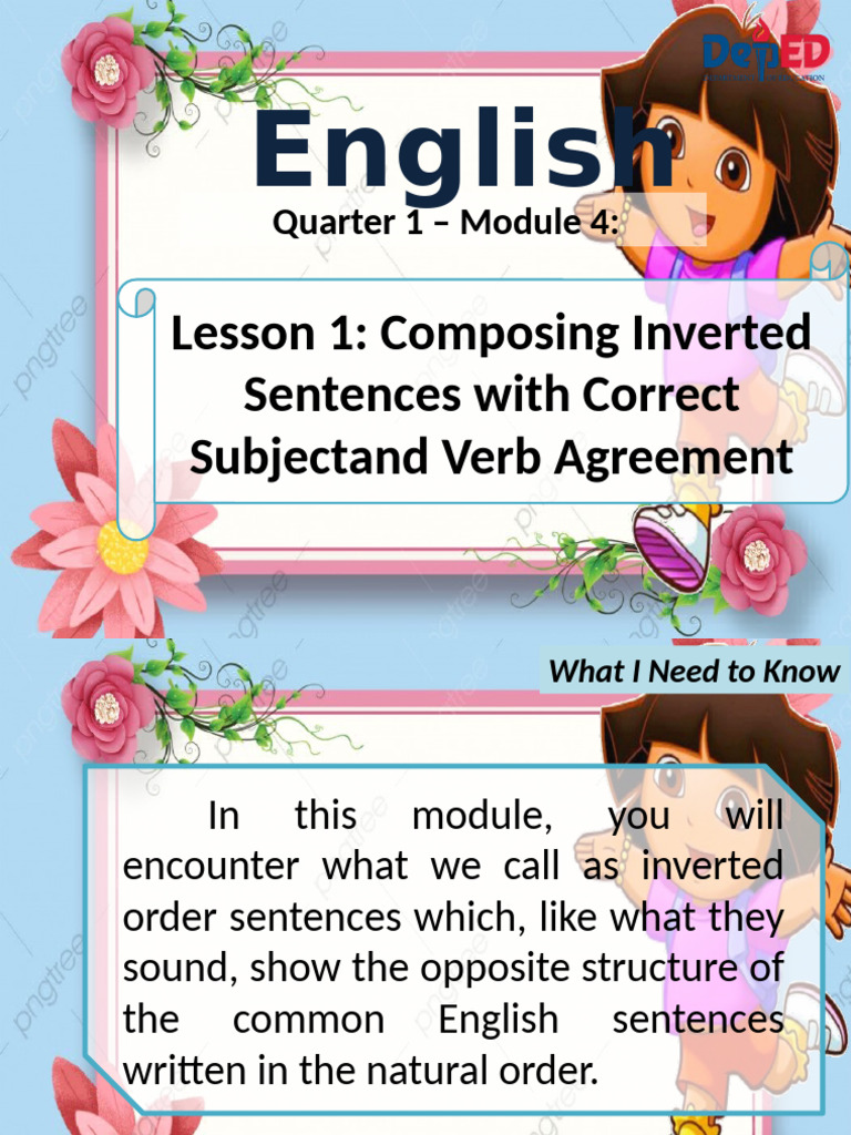 English 5 Q1 Module 4 Lesson1 | PDF | Subject (Grammar) | Verb