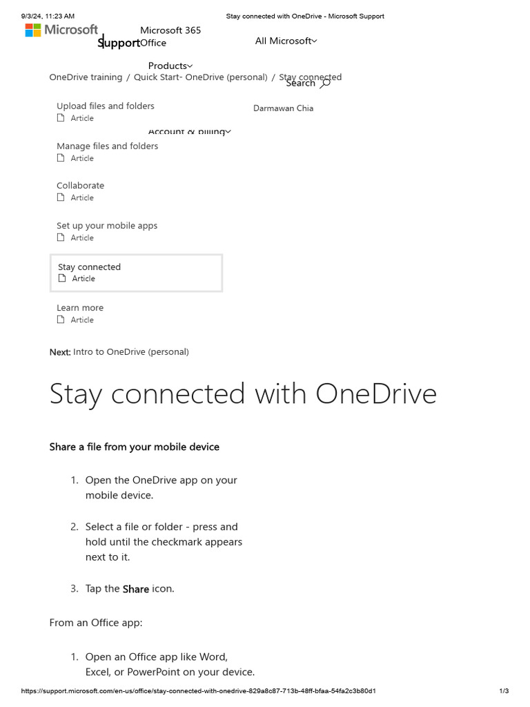 Stay Connected With OneDrive - Microsoft Support | PDF