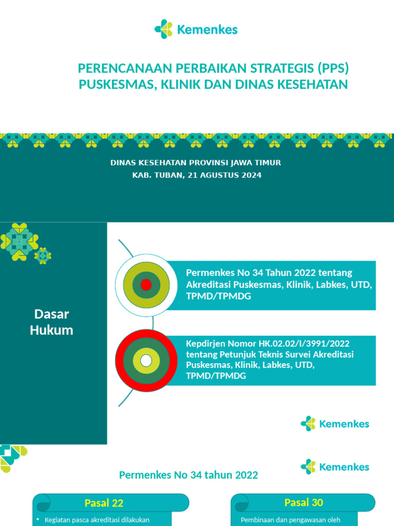 Perencanaan Perbaikan Strategis (PPS) Puskesmas, Klinik Dan Dinas Kesehatan | PDF