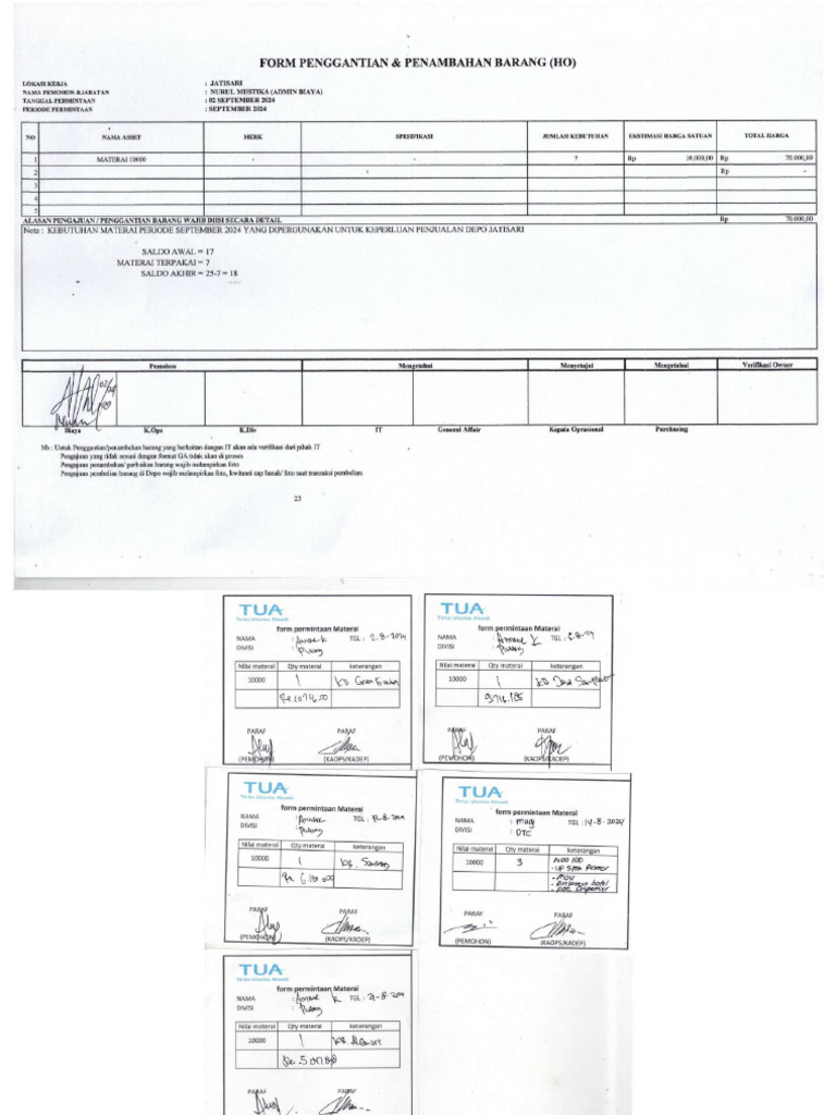 Permintaan Materai Sept 2024 Jts | PDF