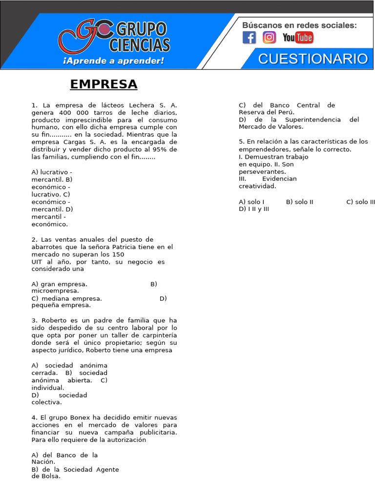 EJERCICIO EMPRESA | PDF