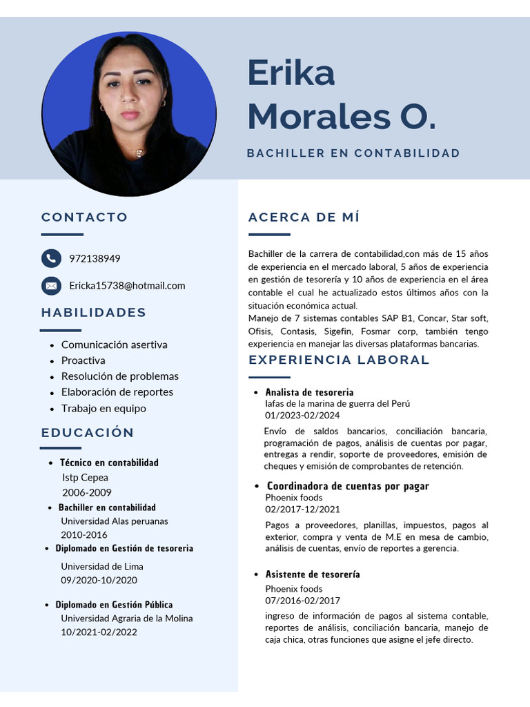 Currículum Vitae CV de Mujer Minimalista Azul - 20240627 - 005829 - 0000 | PDF