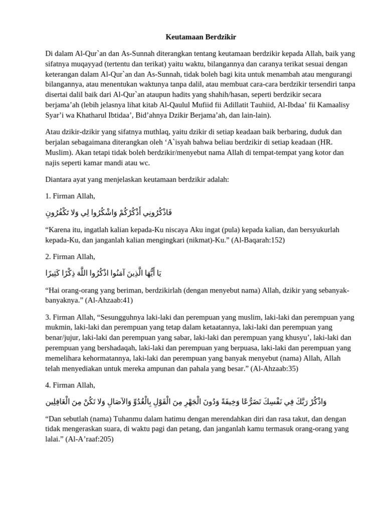 Keutamaan Berdzikir | PDF