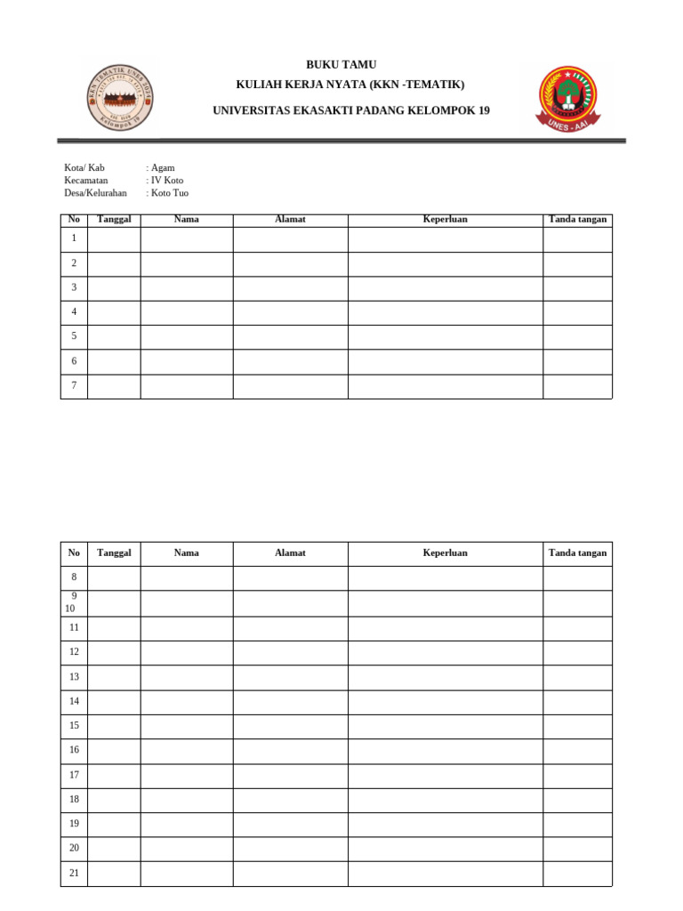 Buku Tamu KKN | PDF