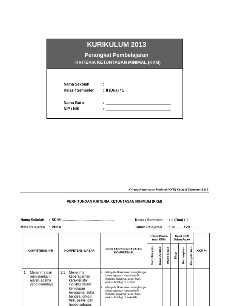 6. KKM Kelas 2 | PDF
