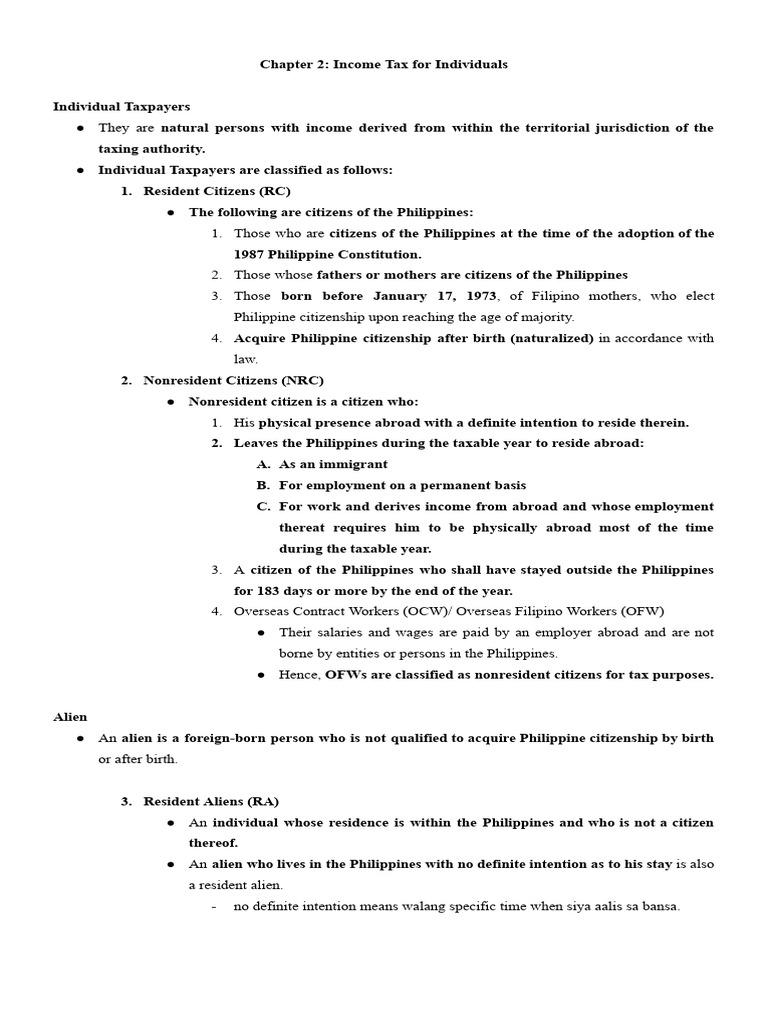 Taxation - Chapter 2 | PDF