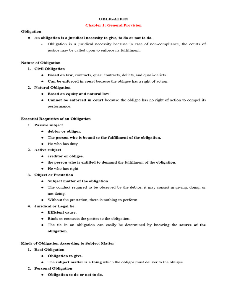 Final Obligation Reviewer | PDF