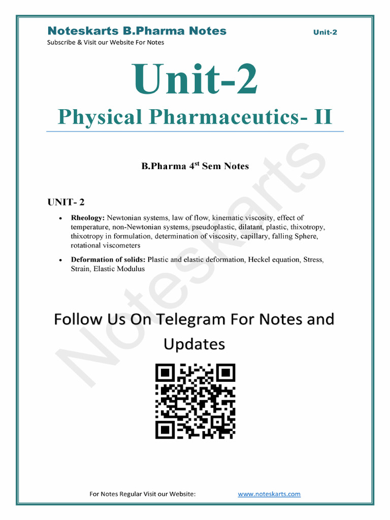 UNIT-2-B.Pharma-4th-sem-Physical-pharmaceutics-2-Rheology-by-noteskarts ... UNIT-2-B.Pharma-4th-sem-Physical-pharmaceutics-2-Rheology-by-noteskarts ...
