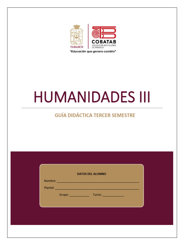 Tercer Semestre . - Guía Didáctica Del Estudiante . - Humanidades III | PDF