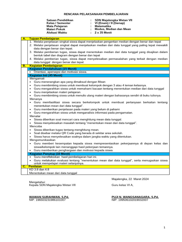 RPP MTK Observasi | PDF