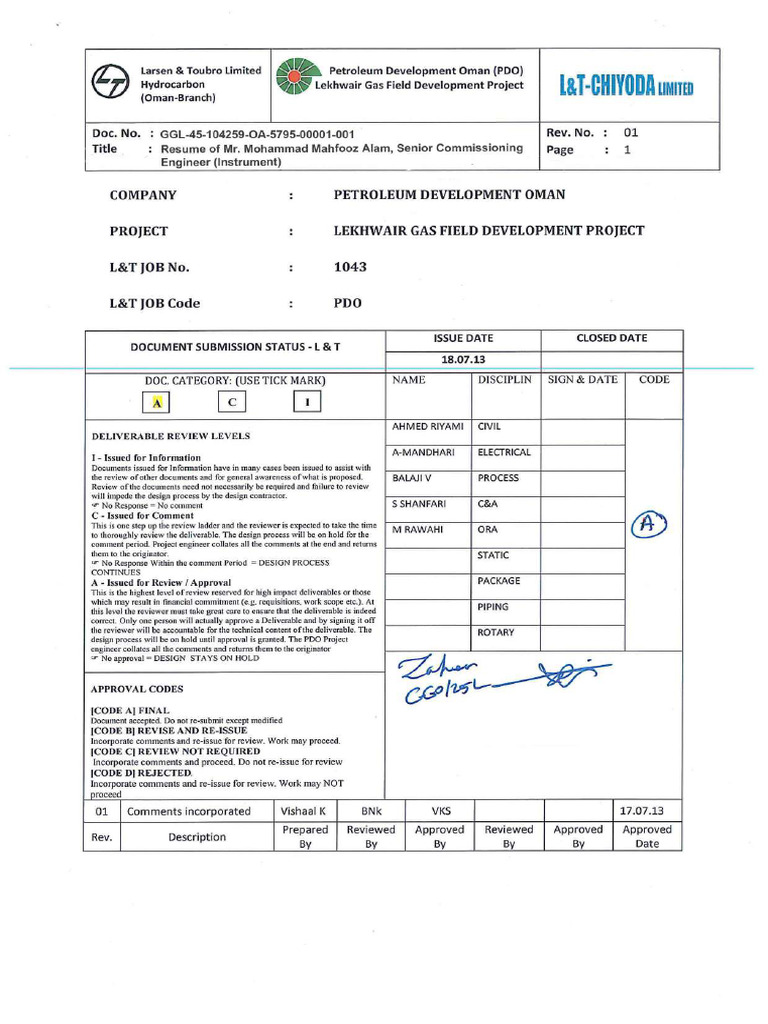 PDO Oman Approval Letter | PDF