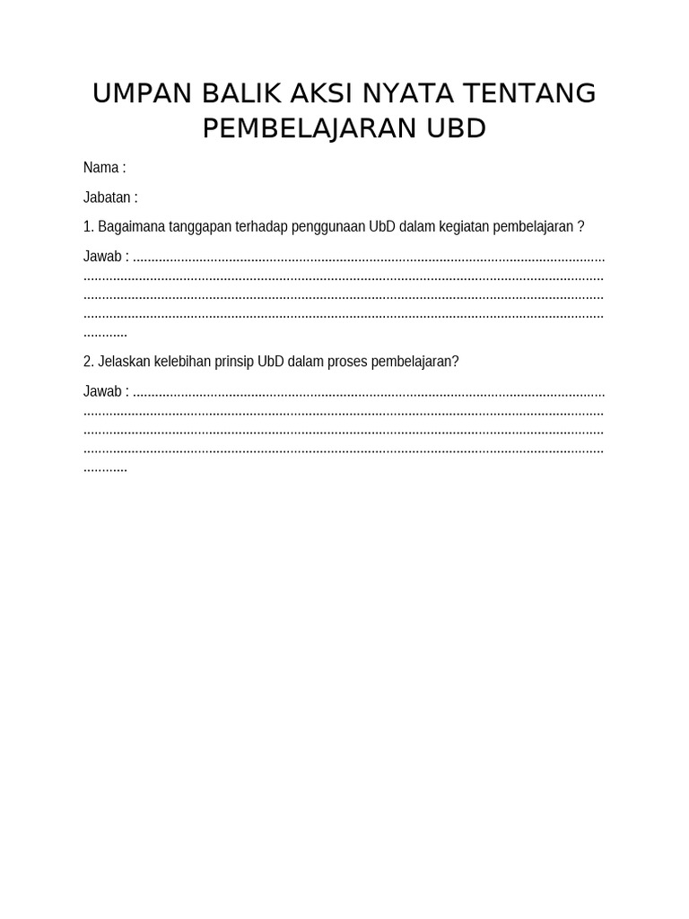Umpan Balik Aksi Nyata Tentang Pembelajaran Ubd | PDF
