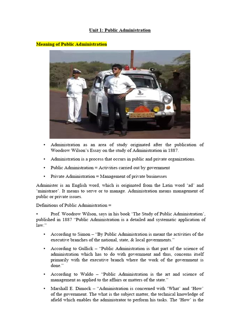Public Administration UNIT 1 - Notes and PYQs | PDF | Public ...
