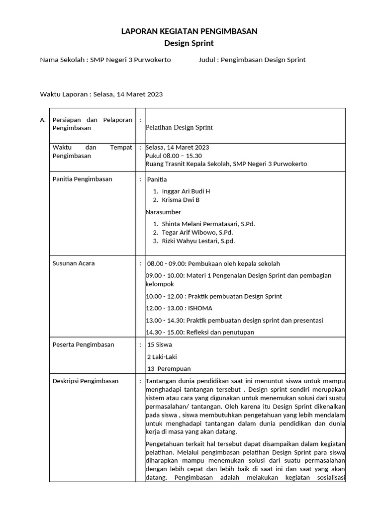 Laporan Kegiatan Pengimbasan | PDF