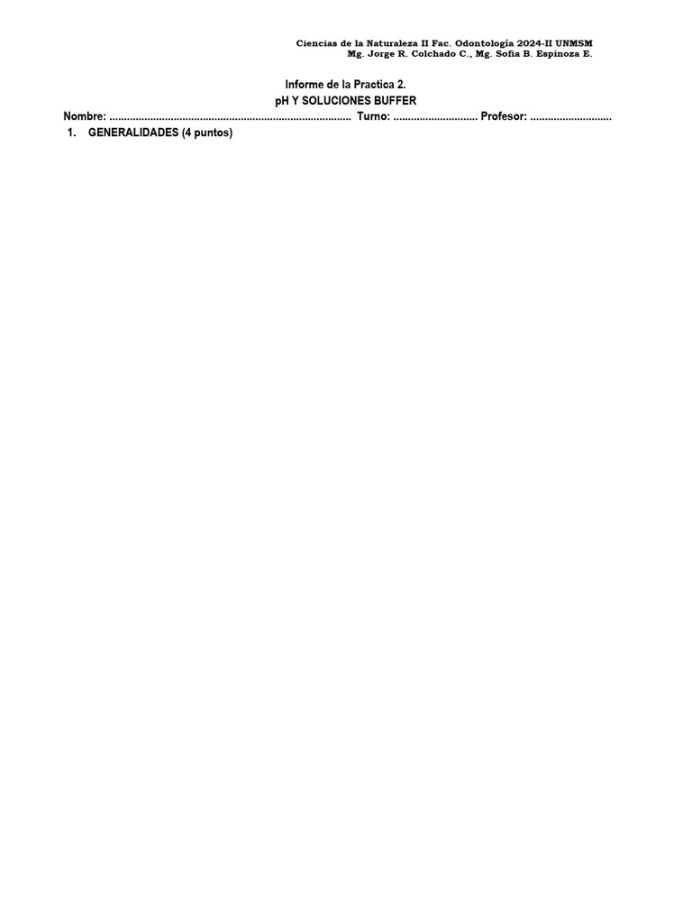 Informe de La Practica 2. PH y Soluciones Buffer | PDF