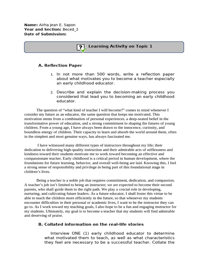 Learning Activity on Topic 1 | PDF