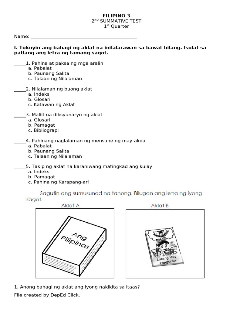 Filipino 3 - ST2 - Q1 | PDF