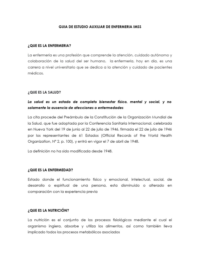 Guía para Examen de Enfermeria en General | PDF Guía para Examen de Enfermeria en General | PDF
