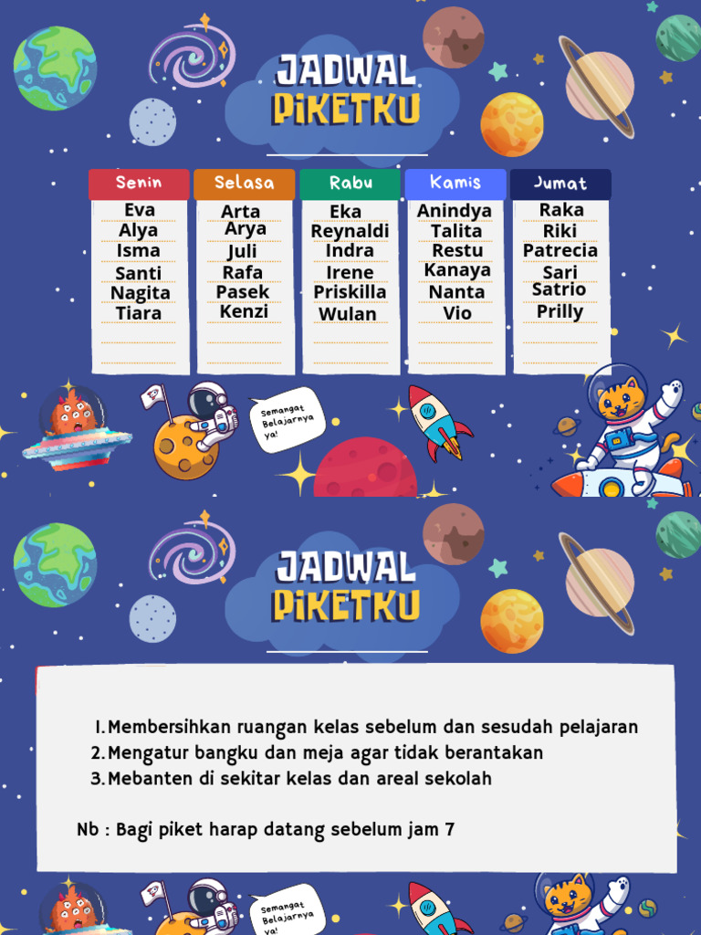 Biru Ceria Jadwal Pelajaran Anak Astronot Luar Angkasa Class Schedule | PDF