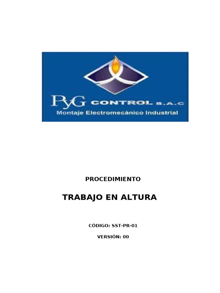 SST-PR-01 Procedimiento para trabajos en altura ver 00 | PDF