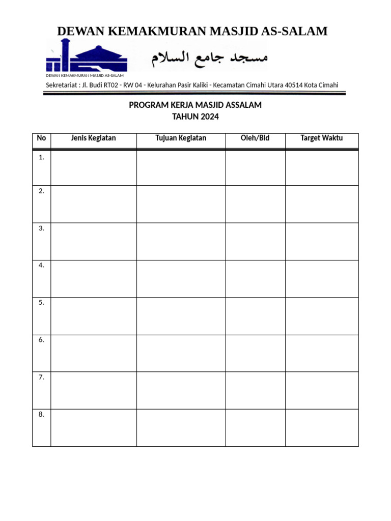 Draft Program Kerja | PDF | Career & Growth